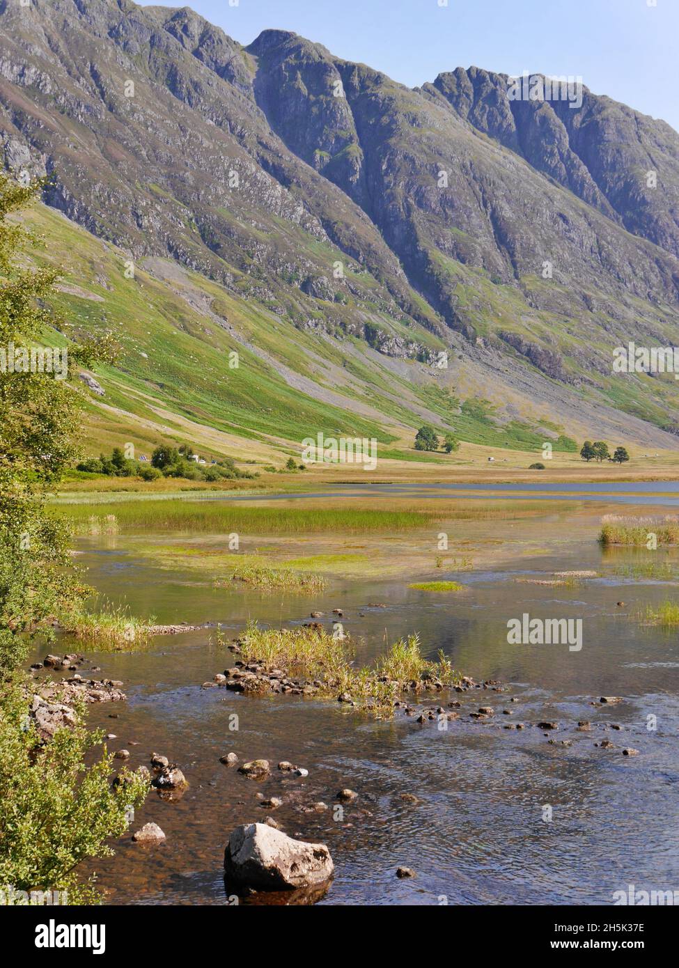 Vertical view of stream in Glencoe valley in Scottish Highlands Stock ...