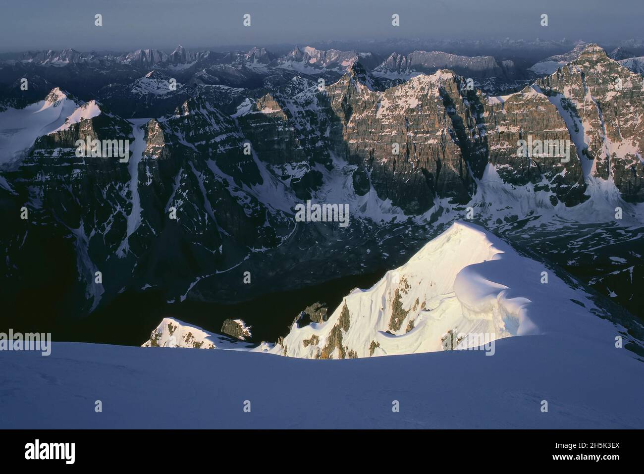 View From Summit Of Mt. Temple, Banff National Park, Alberta, Canada ...