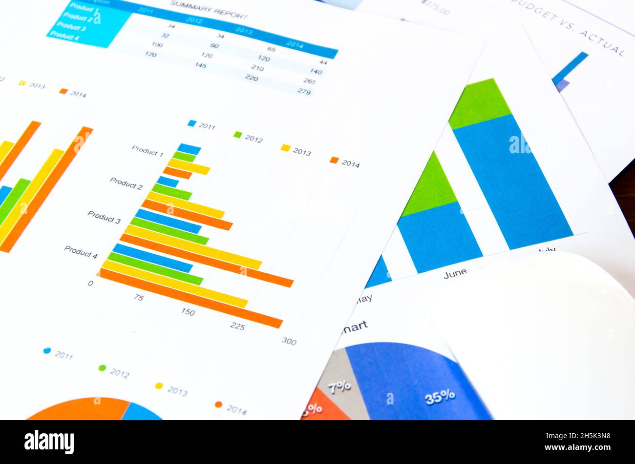 Financial paper charts and graphs on the table Stock Photo - Alamy