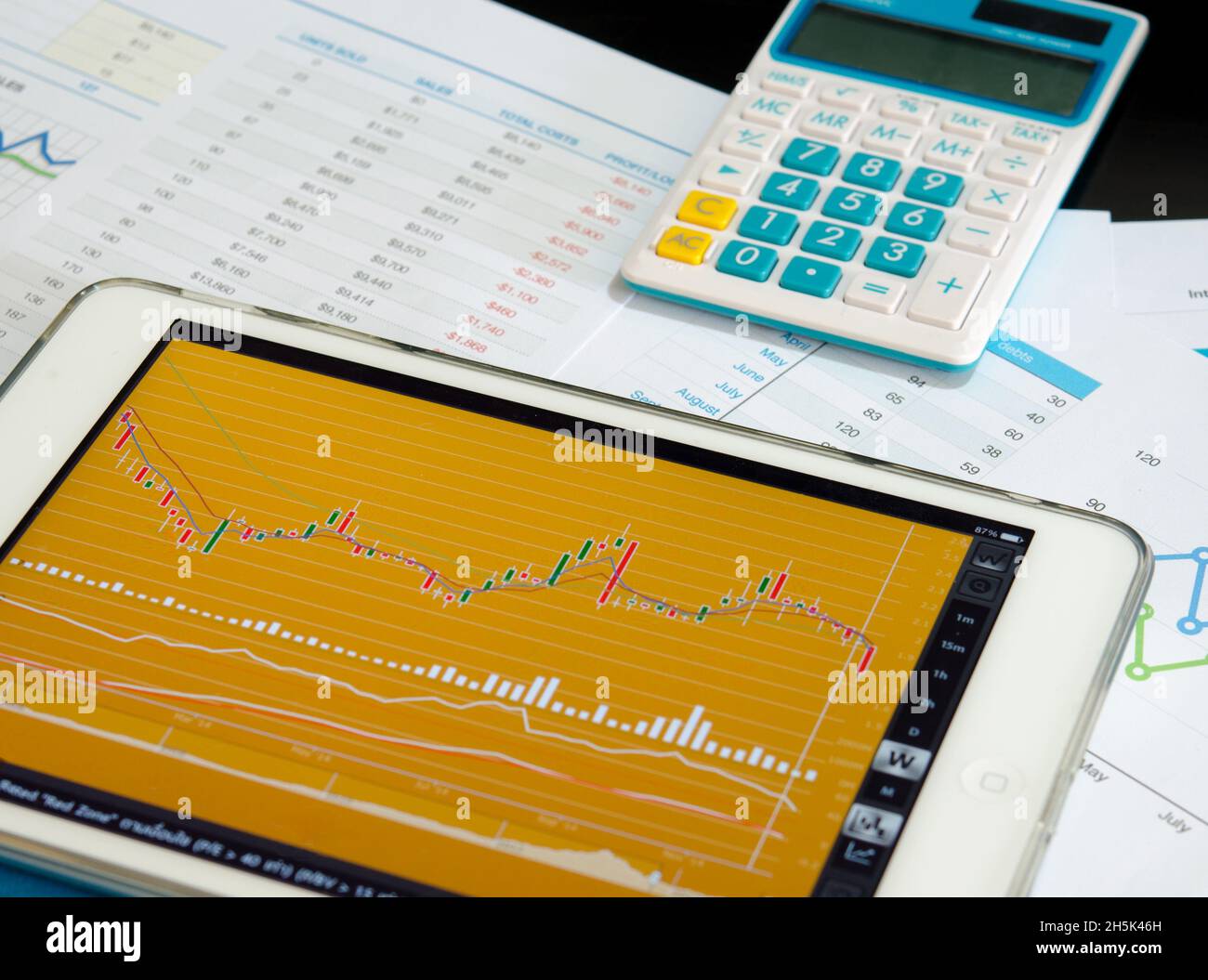 Stock chart on a tablet Stock Photo - Alamy