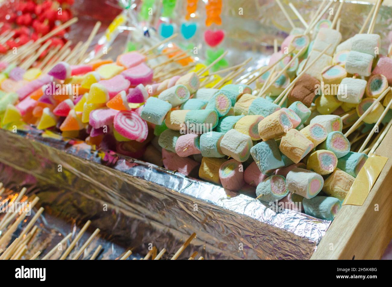 decorative colorful marshmallow on sticks Stock Photo - Alamy