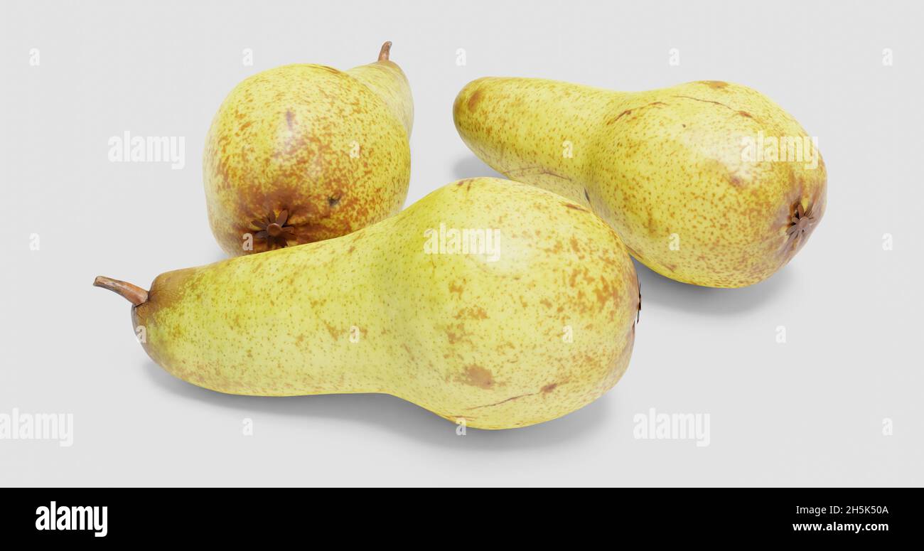 Three long pear isolated on white background Stock Photo - Alamy