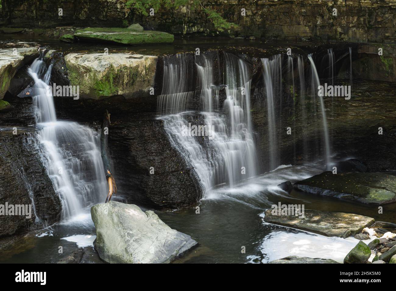 Small waterfall on the rocks in a forest Stock Photo - Alamy
