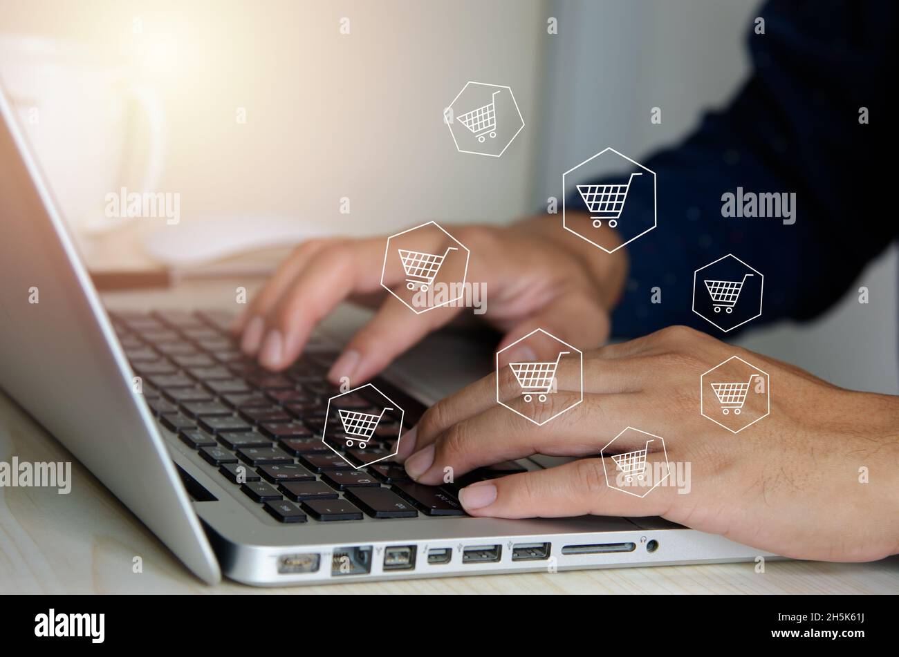 Men use computers to look for products, shop online, or sell products ...