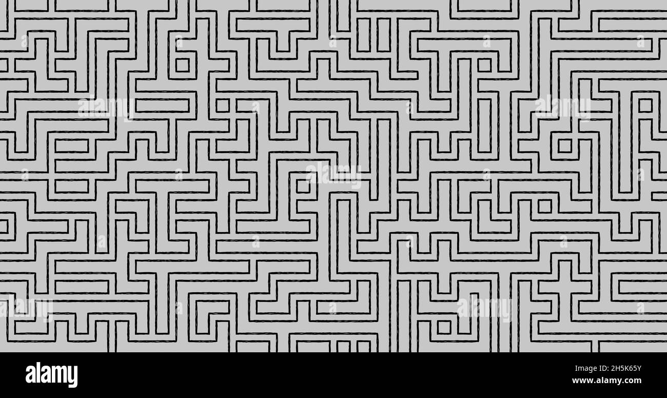 Black and white pattern maze background 3d illustration Stock Photo - Alamy
