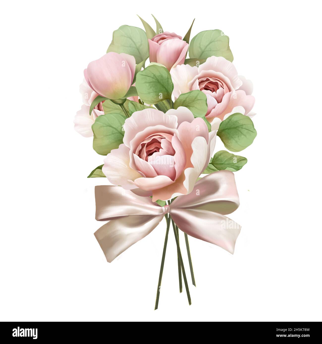 Flower Bouquet with bow. Isolated on white Stock Photo - Alamy