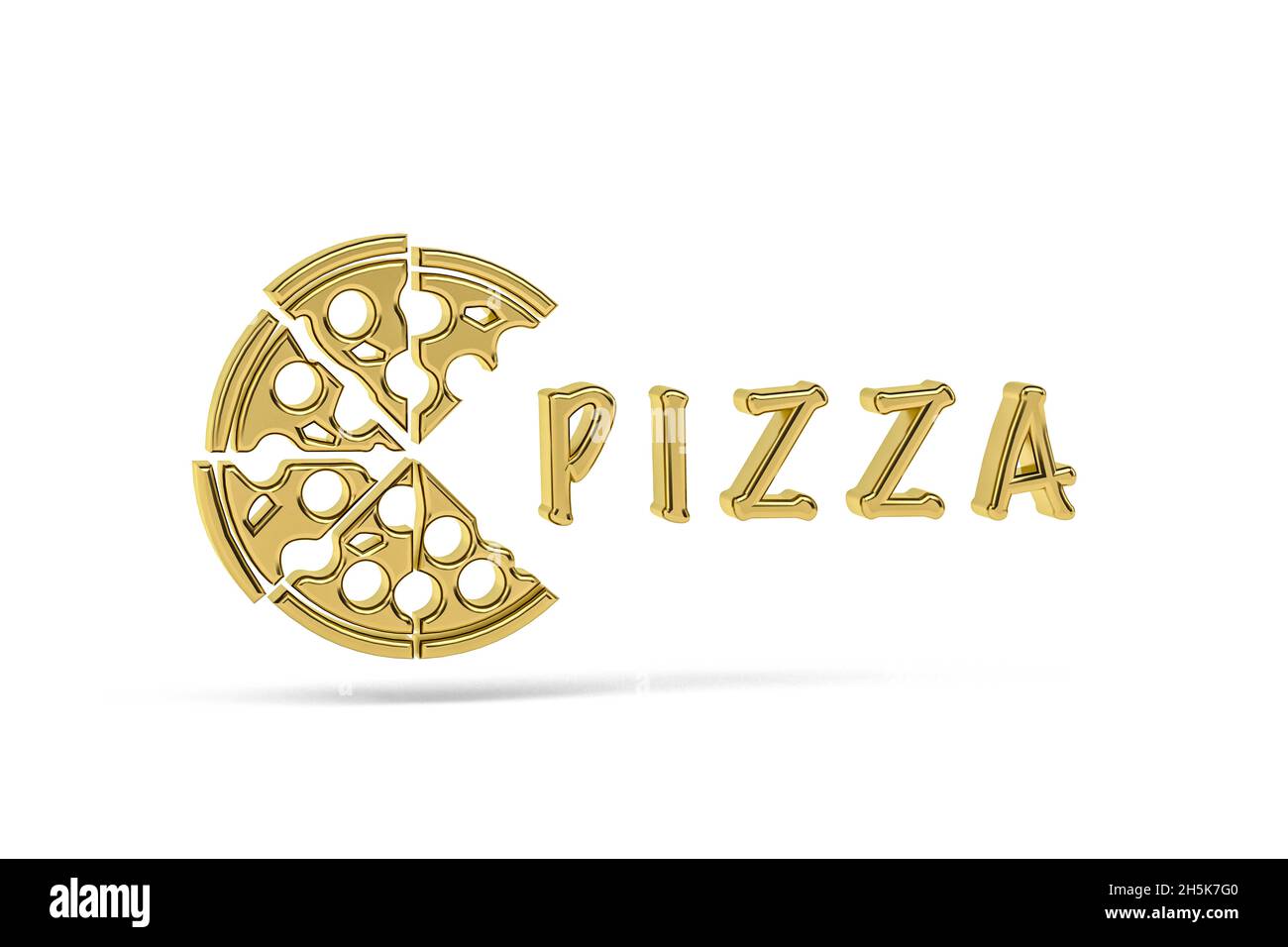 Golden 3d pizza icon isolated on white background - 3d render Stock ...