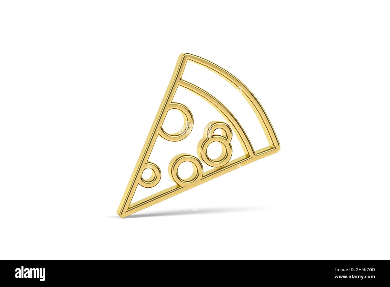 Golden 3d pizza icon isolated on white background - 3d render Stock ...
