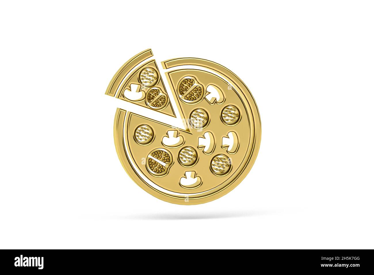 Golden 3d pizza icon isolated on white background - 3d render Stock ...