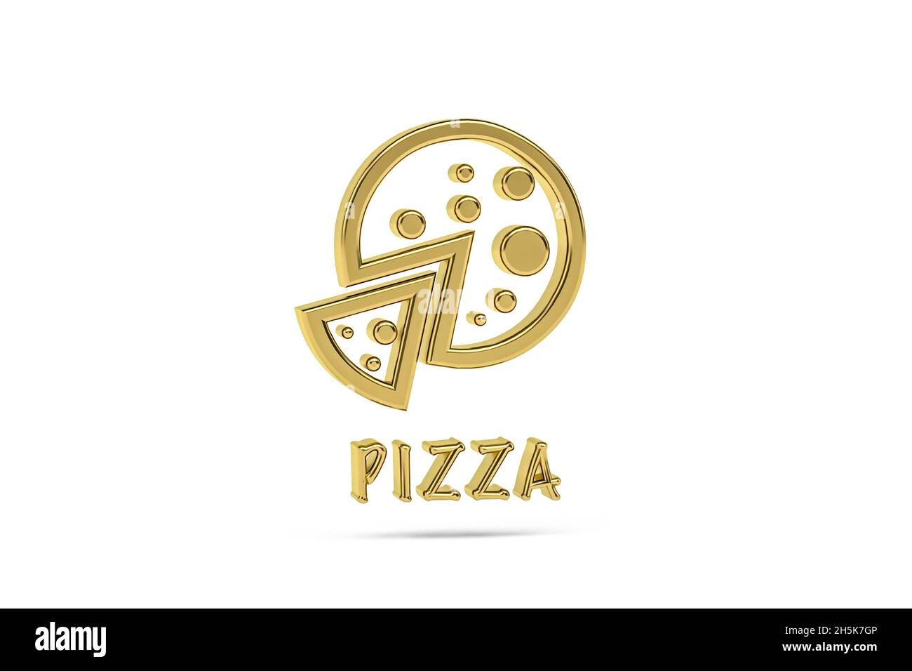 Golden 3d pizza icon isolated on white background - 3d render Stock ...