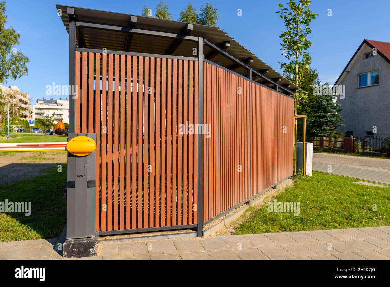 A place for garbage in a modern housing estate Stock Photo - Alamy