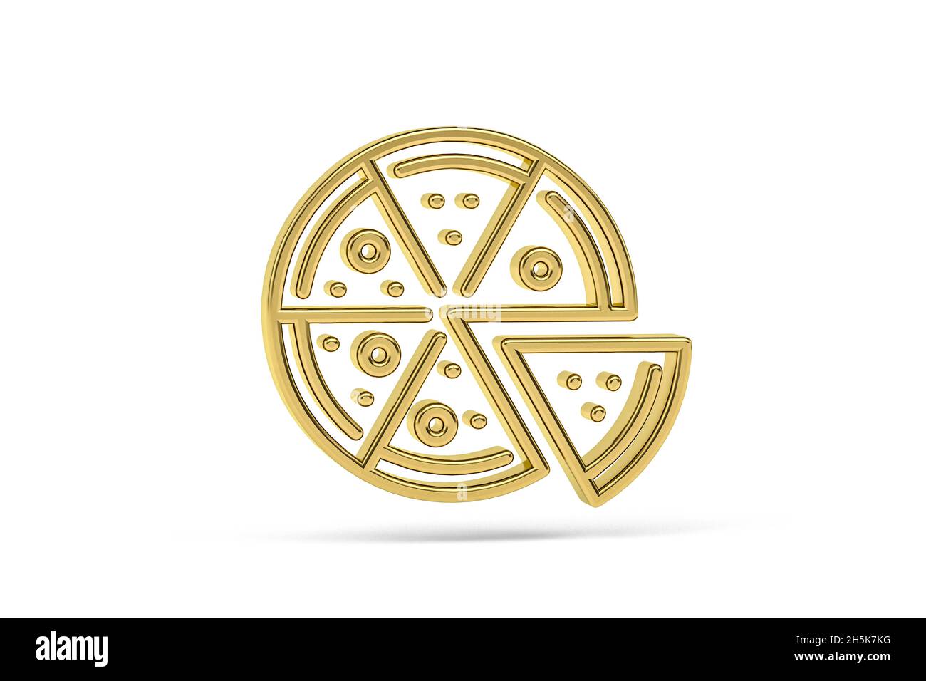 Golden 3d pizza icon isolated on white background - 3d render Stock ...