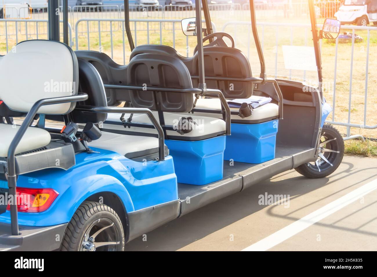 Car for transportation of tourists. Electric car. Tourist bus. Car for ...