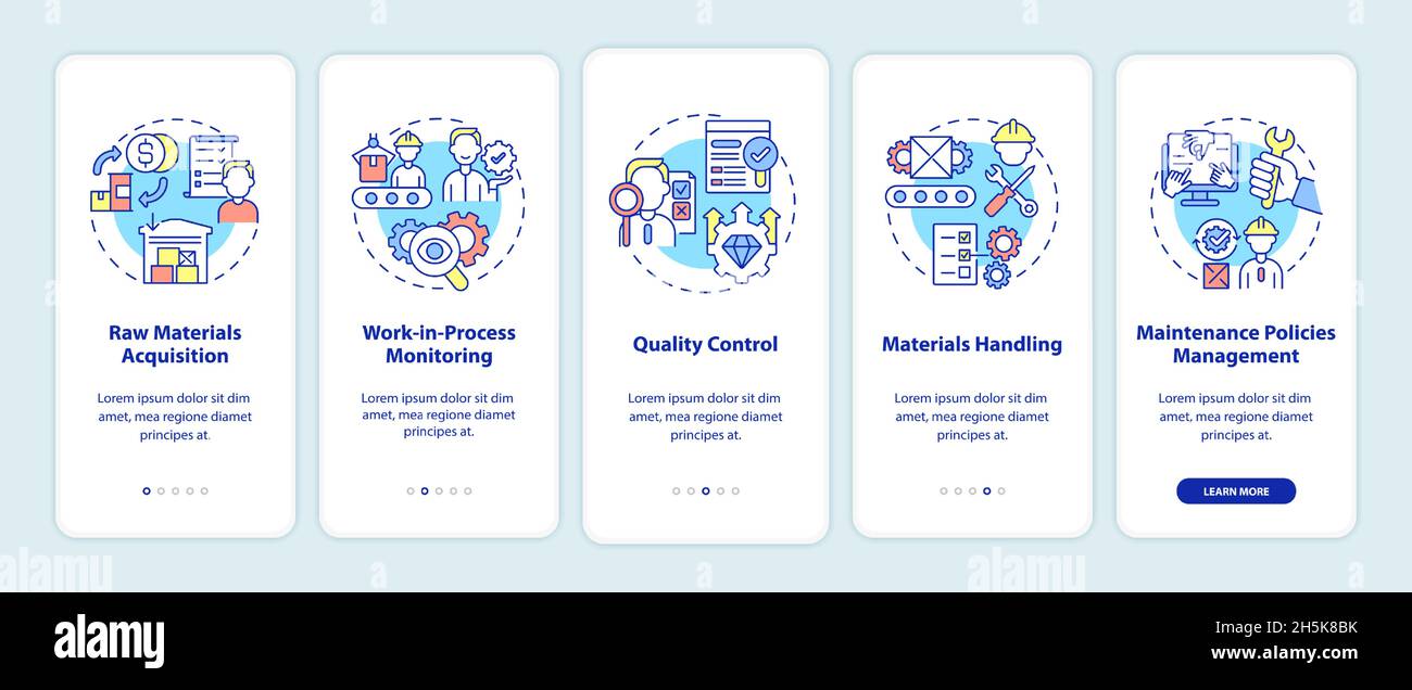 Operations managers duties onboarding mobile app page screen Stock ...