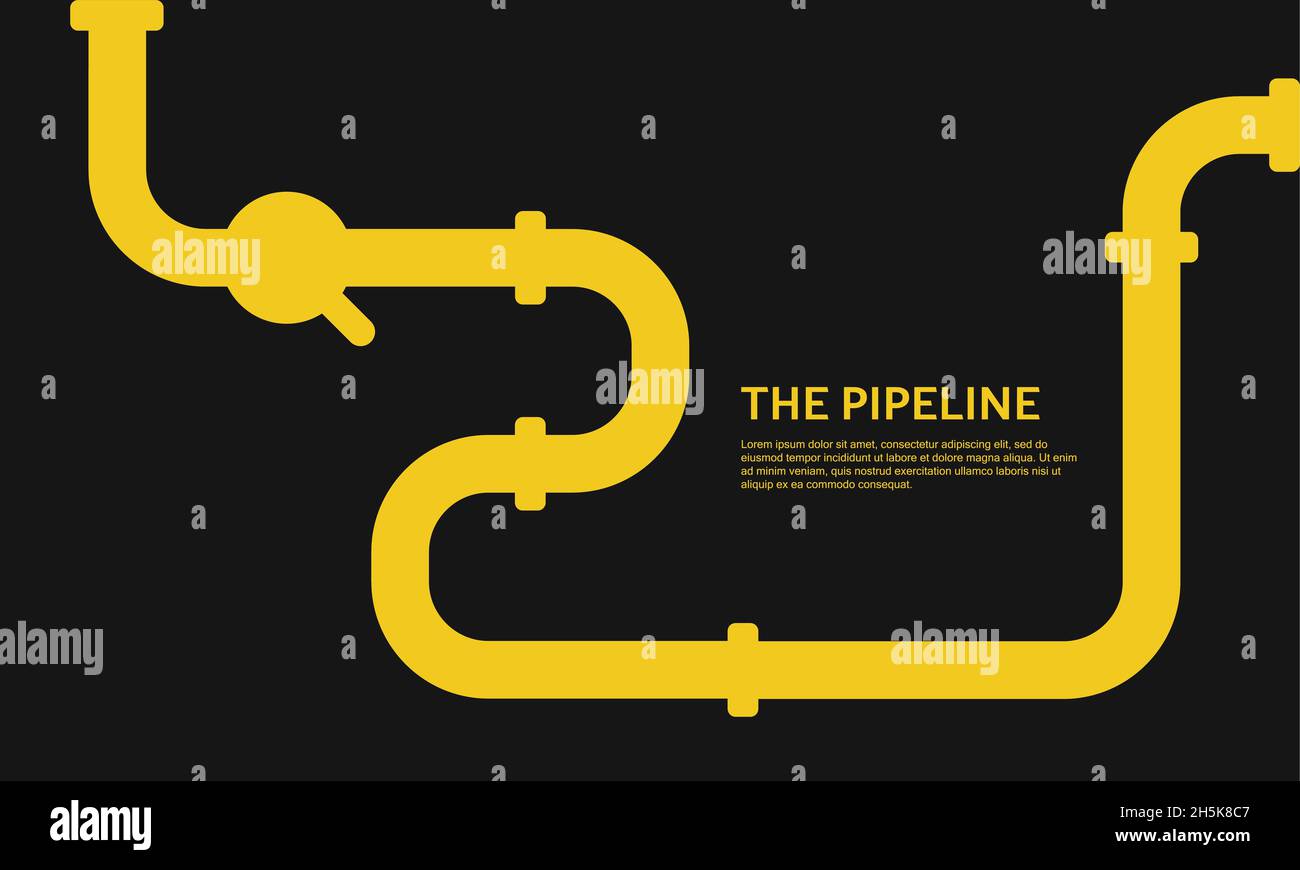 Black Pipeline background concept. Oil or gas flat design with black ...