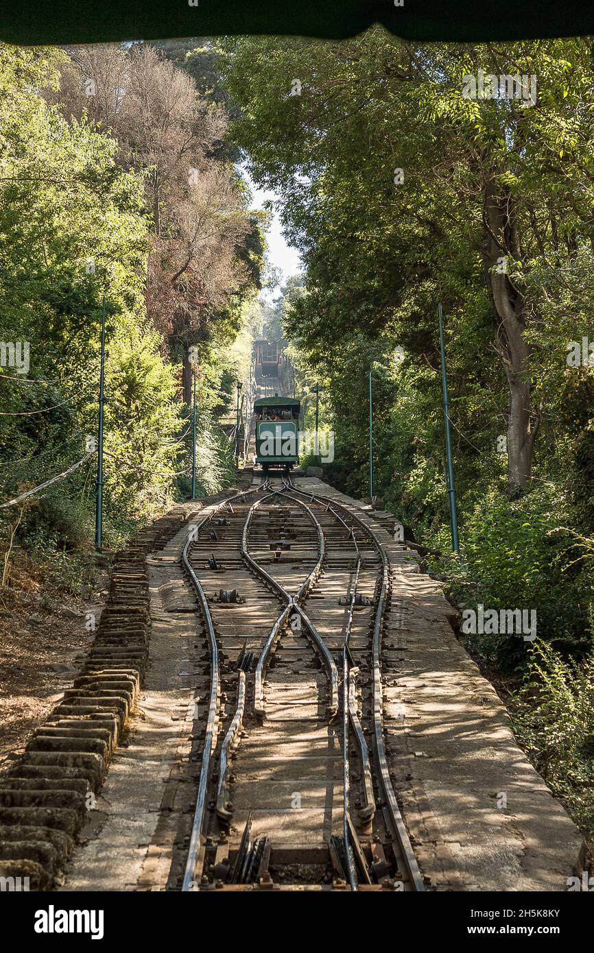 A beautiful trail rail funicular in Santiago Chile Stock Photo - Alamy