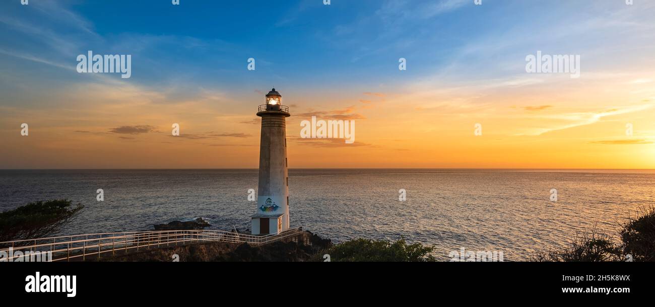 Lighthouse at Pointe du Vieux Fort overlooking the Caribbean Sea at ...