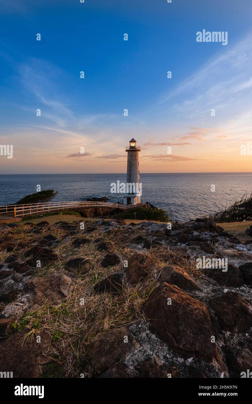 Lighthouse at Pointe du Vieux Fort overlooking the Caribbean Sea at ...