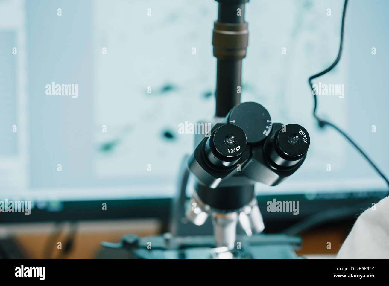 Electron microscope in the laboratory for studying mold on hemp Stock ...