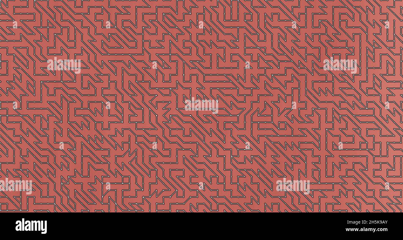 Red pattern maze background wallpaper 3d illustration Stock Photo - Alamy