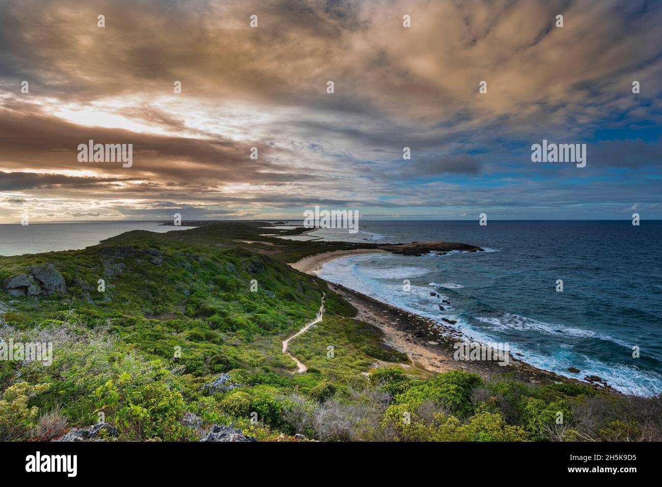 Peninsula extending into the Atlantic Ocean along the coastal shore at ...
