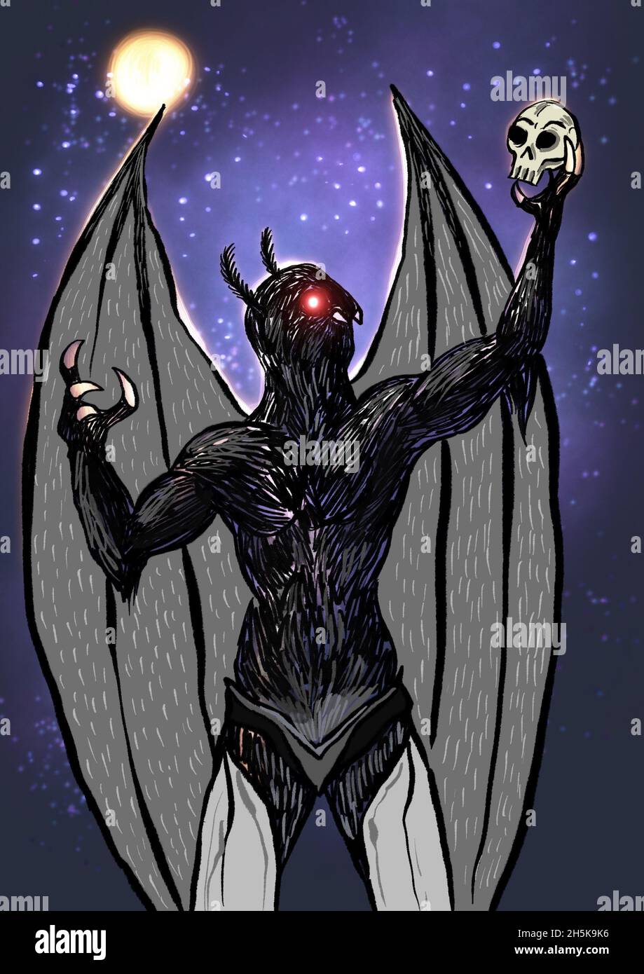 mothman monster illustration Stock Photo - Alamy