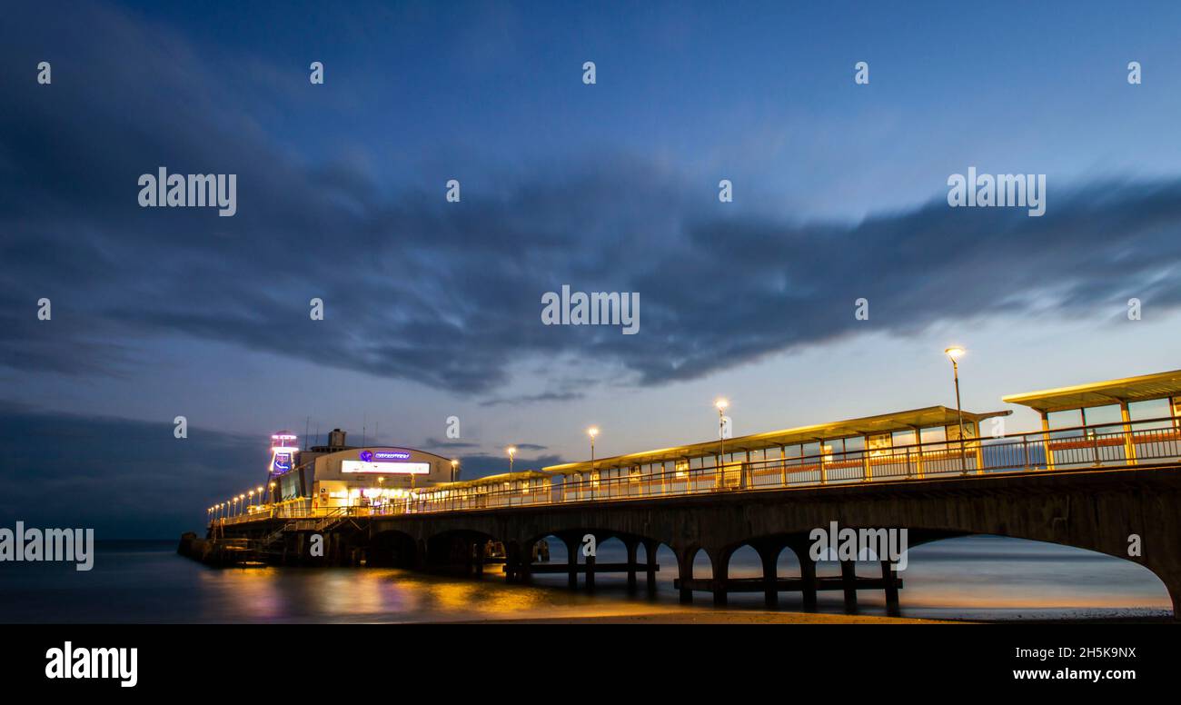 Bournemouth, UK, Nov, 5th, 2019. Bournemouth pier illuminated with ...