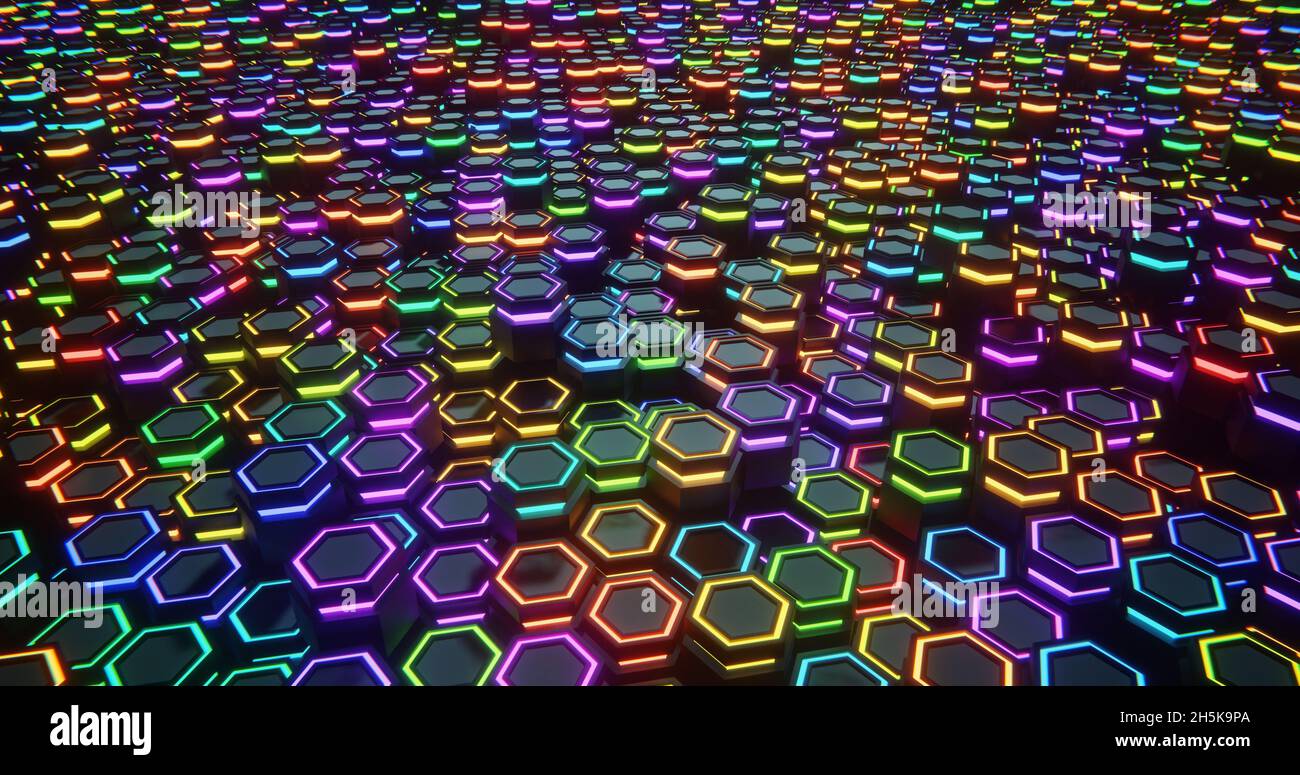 Multicolored Hexagon Abstract Background Hexagonal Structure 3d