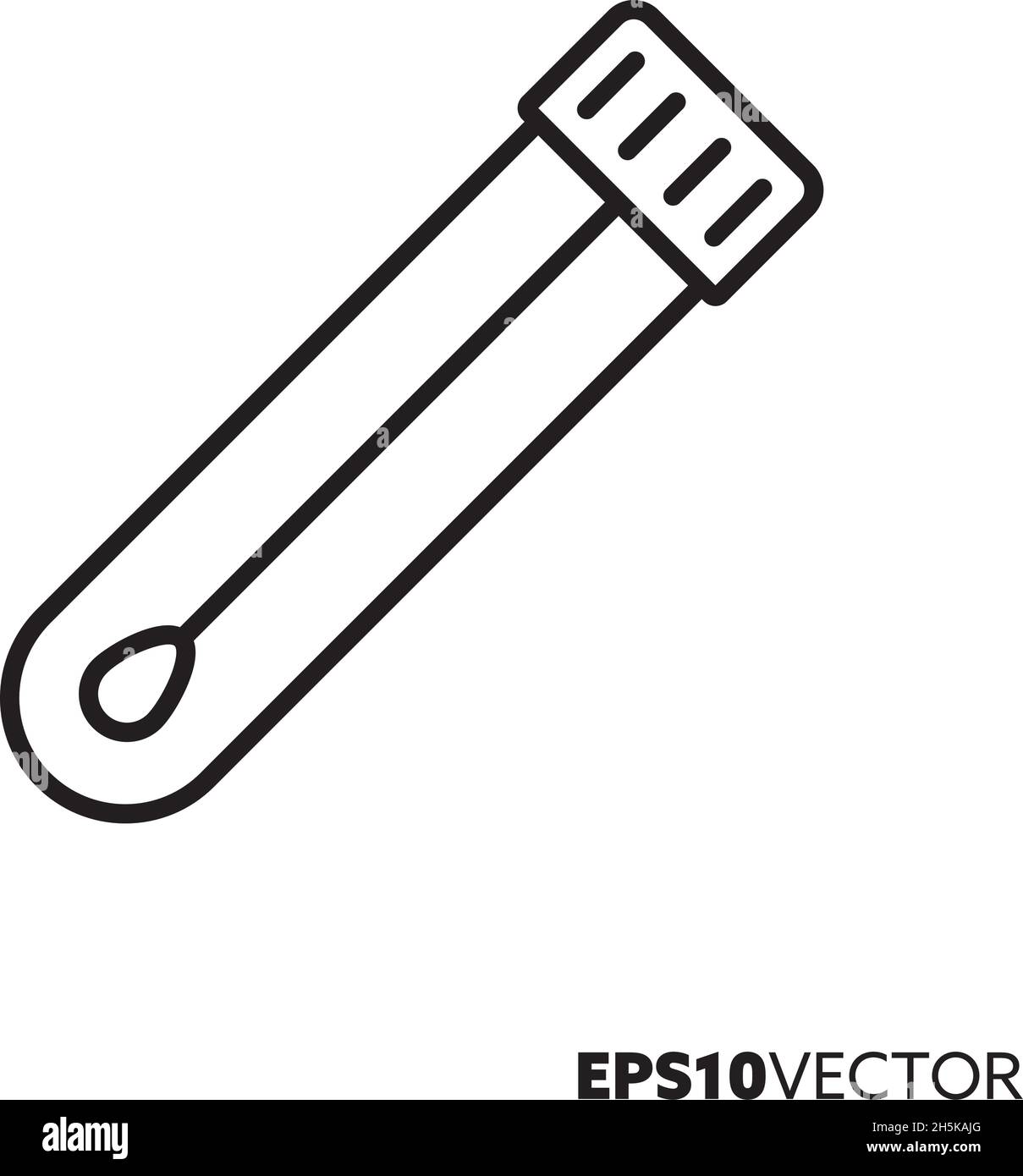 Cotton swab in test tube line icon. Outline symbol of rapid coronavirus ...