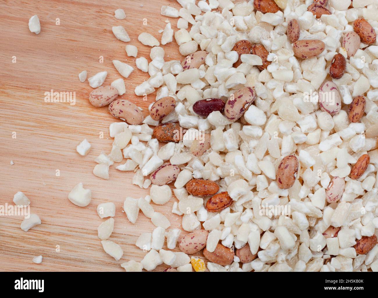 Traditional South African staple food made of pounded maize and beans ...