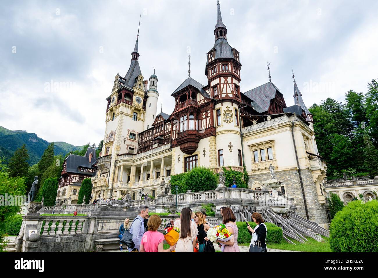 Sinaia, Romania - 3 July 2021: Beautiful neo-Renaissance building of ...