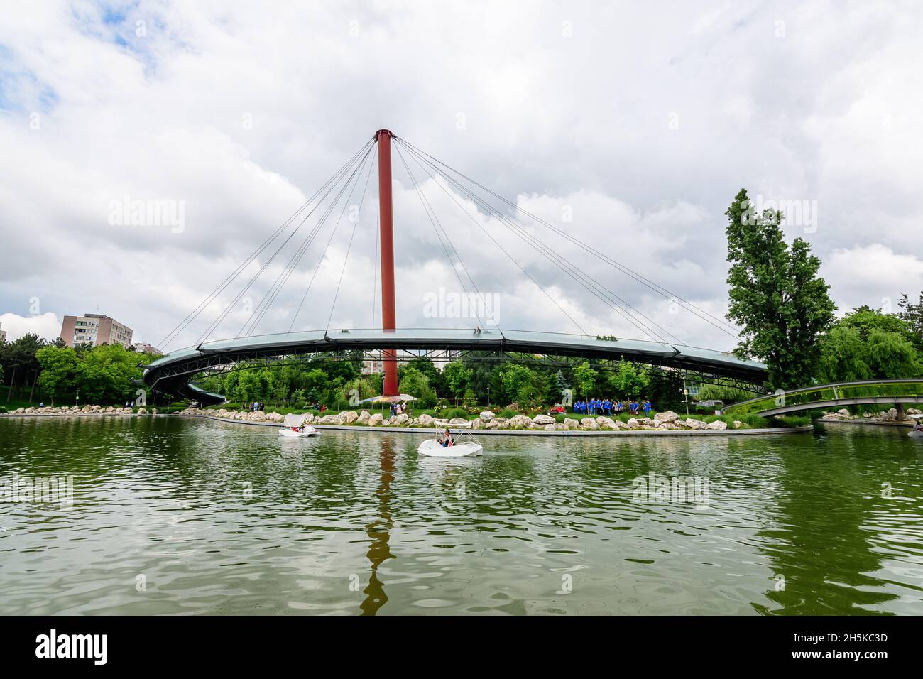 Bucharest, Romania - 29 May 2021: Landscape with the modern metallic ...