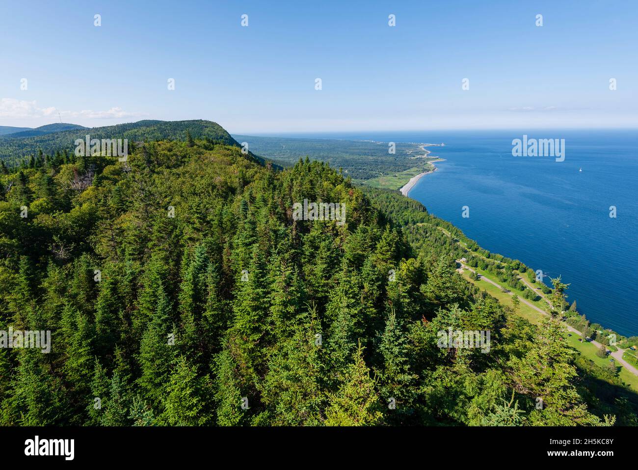 Forillon National Park, view from Mont Saint-Alban in Gaspe Peninsula ...