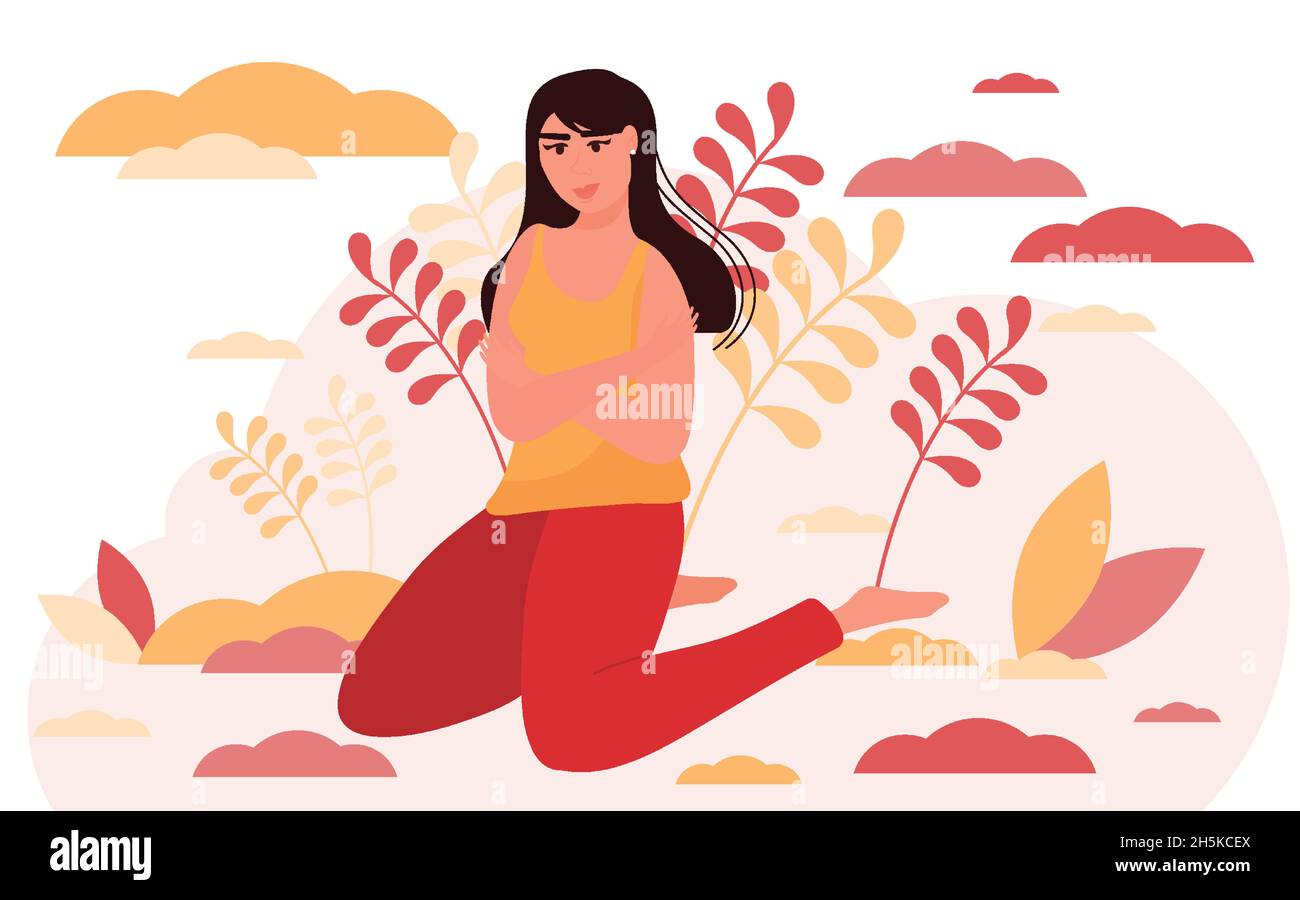 Smiling positive female holding Stock Vector Images - Alamy