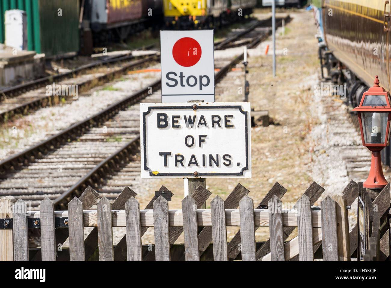 Trains railway safety signage hi-res stock photography and images - Alamy