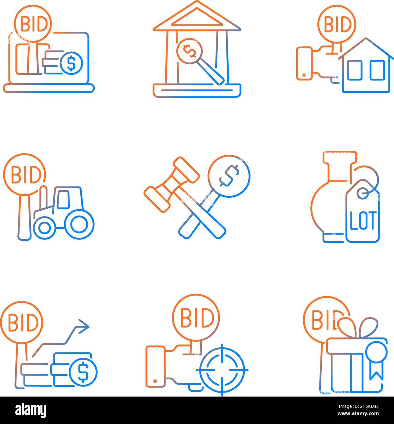 Types of bargaining gradient linear vector icons set Stock Vector Image ... Types of bargaining gradient linear vector icons set Stock Vector Image ...