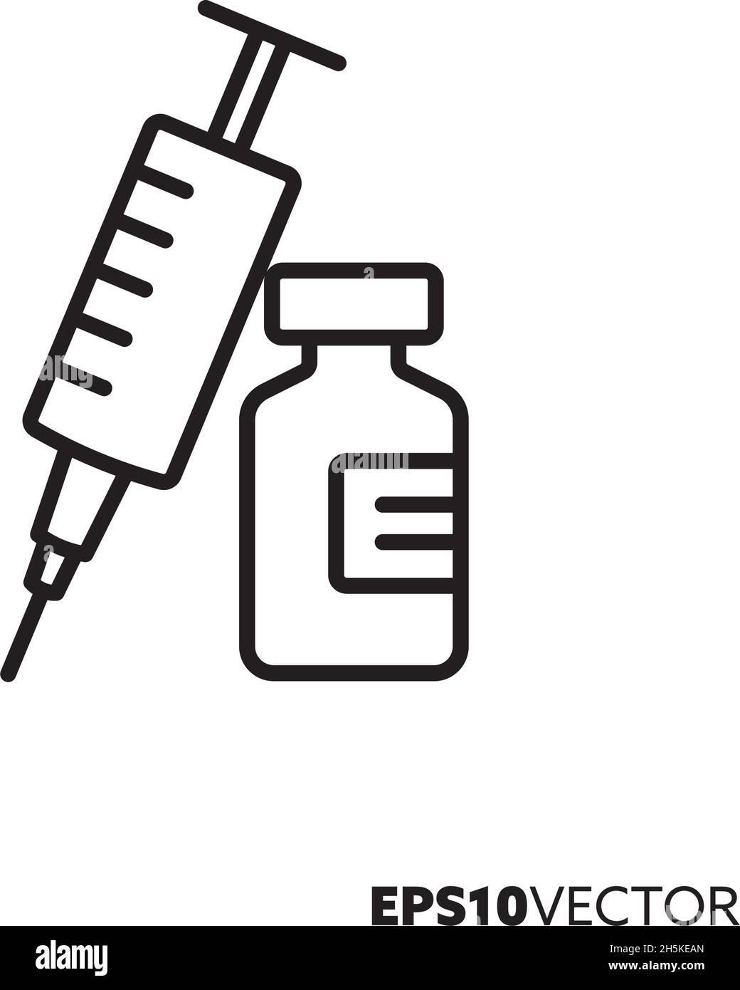 Coronavirus vaccine line icon. Outline symbol of serum bottle and ...