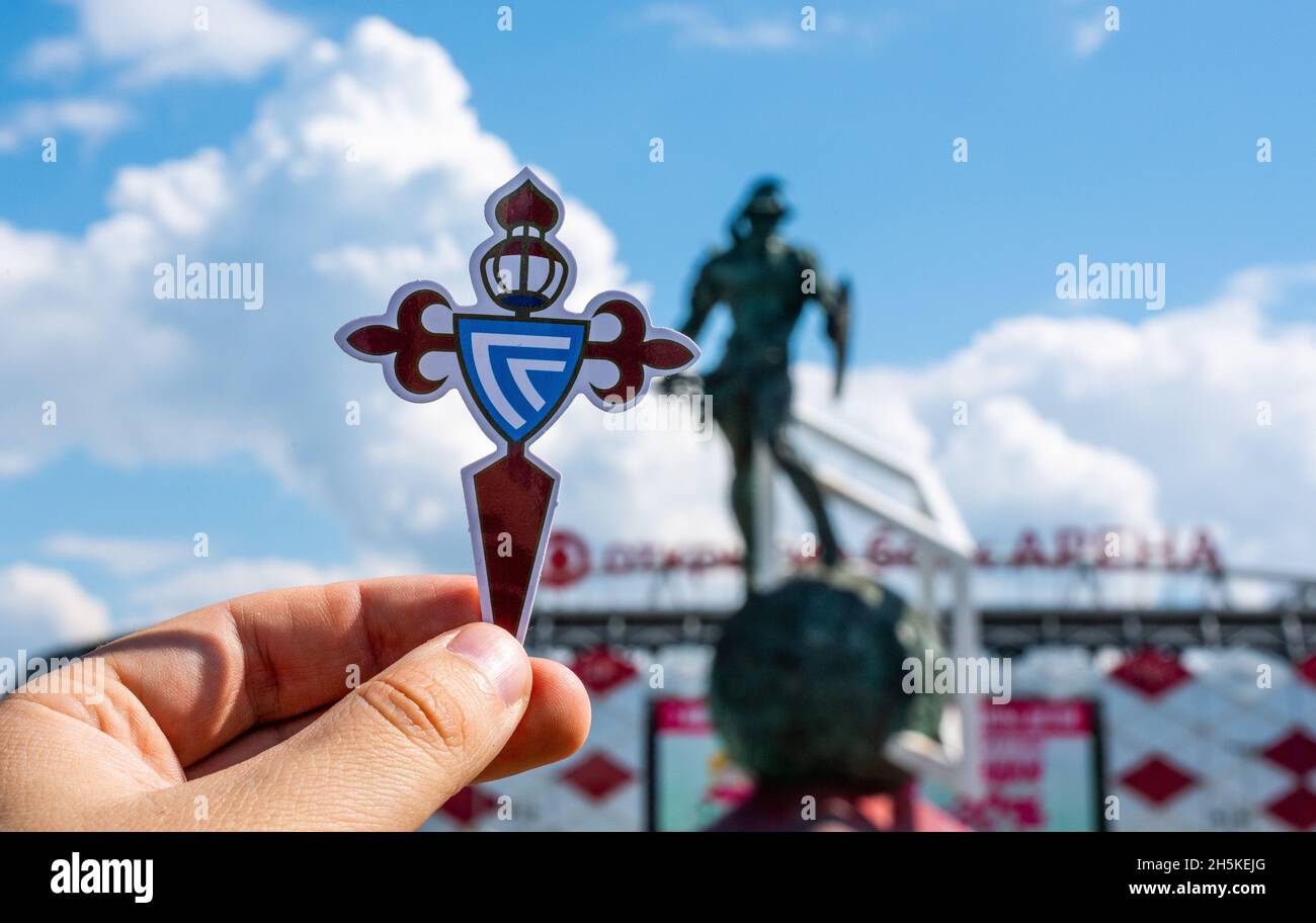 June 14, 2021, Vigo, Spain. The emblem of the RC Celta de Vigo football ...