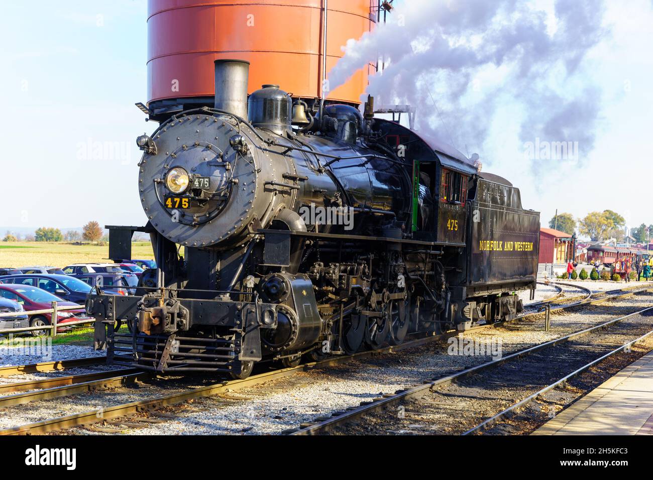 Strasburg, PA, USA - November 7, 2021: A steam locomotive at the ...