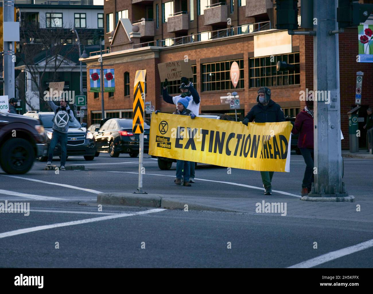 Climate change ahead road sign hi-res stock photography and images - Alamy