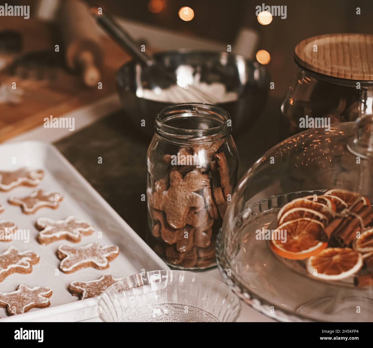 Christmas baking and cooking recipe concept. Food ingredients and ...