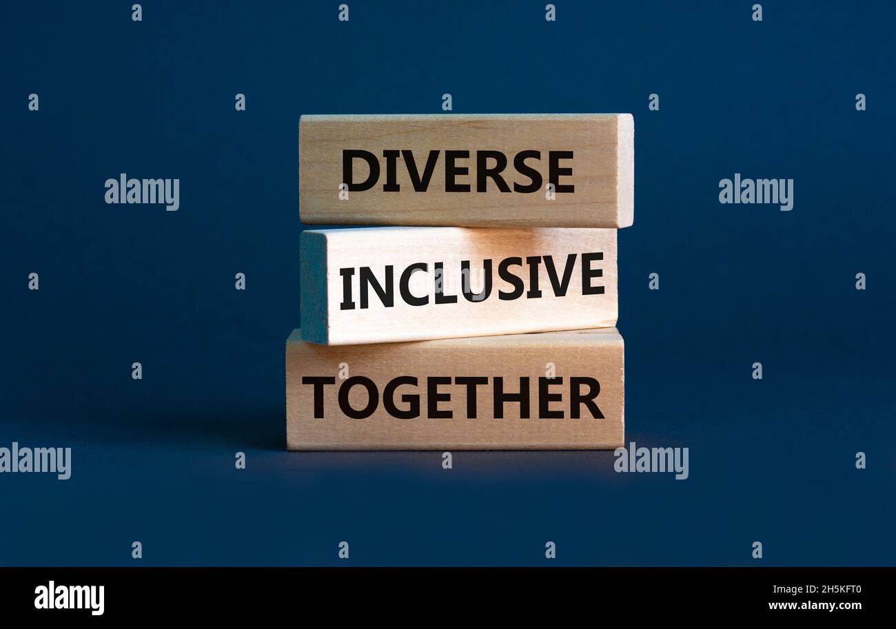 Diverse inclusive together symbol. Wooden blocks with words 'Diverse ...