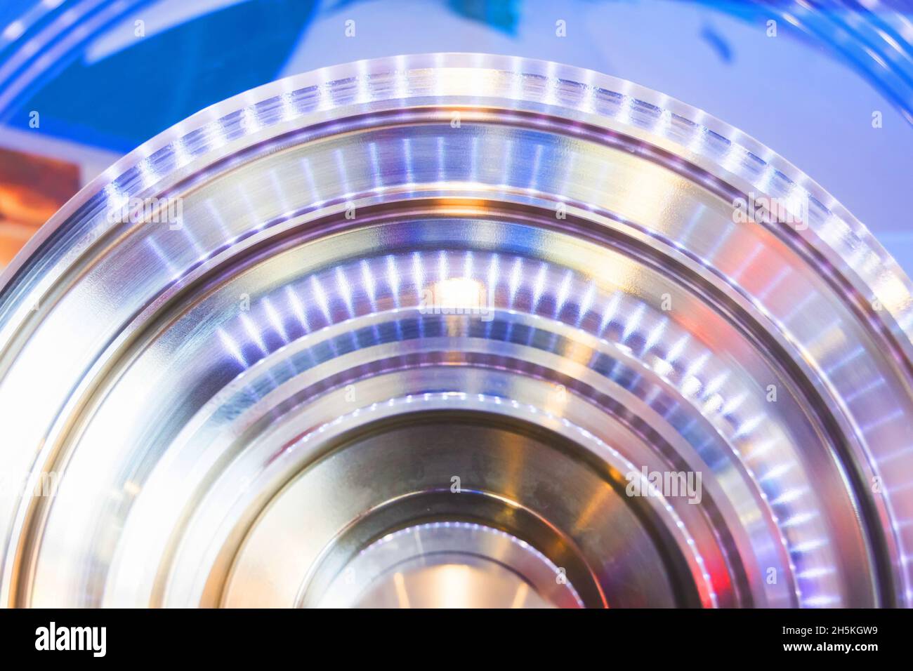 Polished metal part of a disc circle turbine engine or brake engine ...