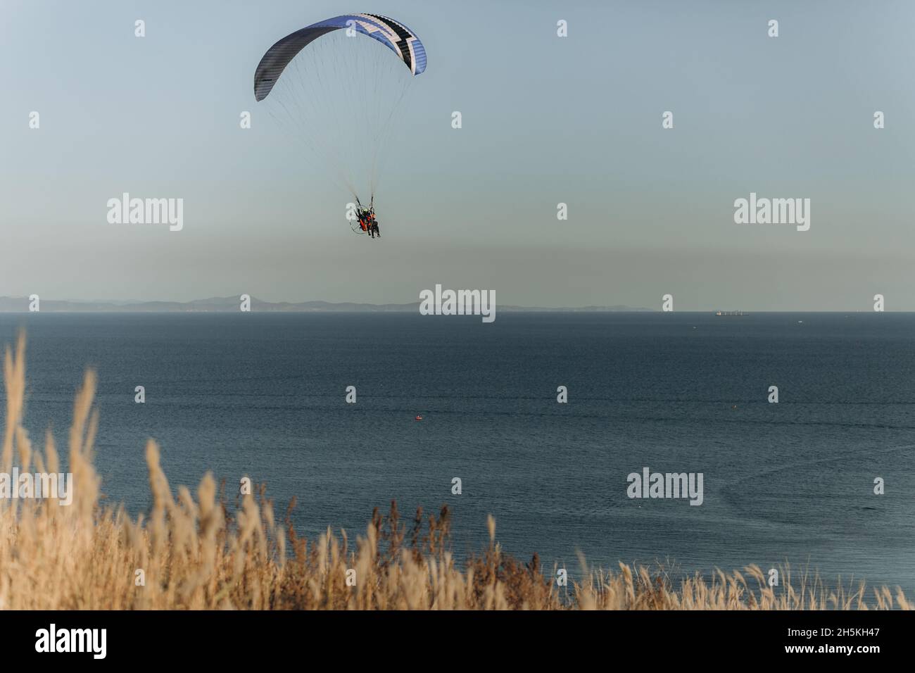Tandem Paragliding Over the Sea Stock Photo - Alamy