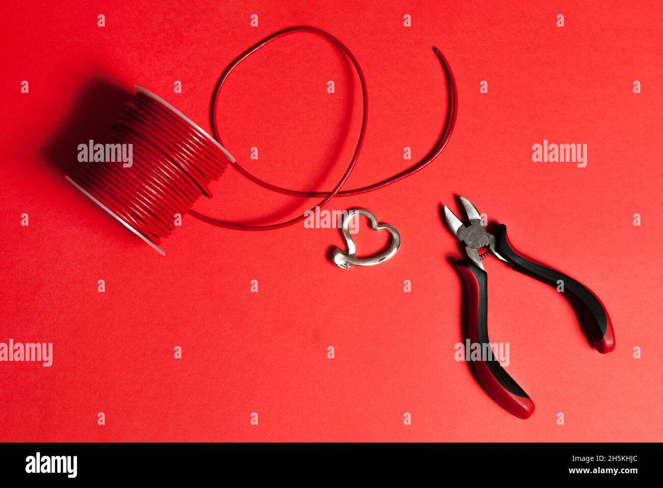 Jeweler's instruments necklace with leather and zamak metal Stock Photo ...