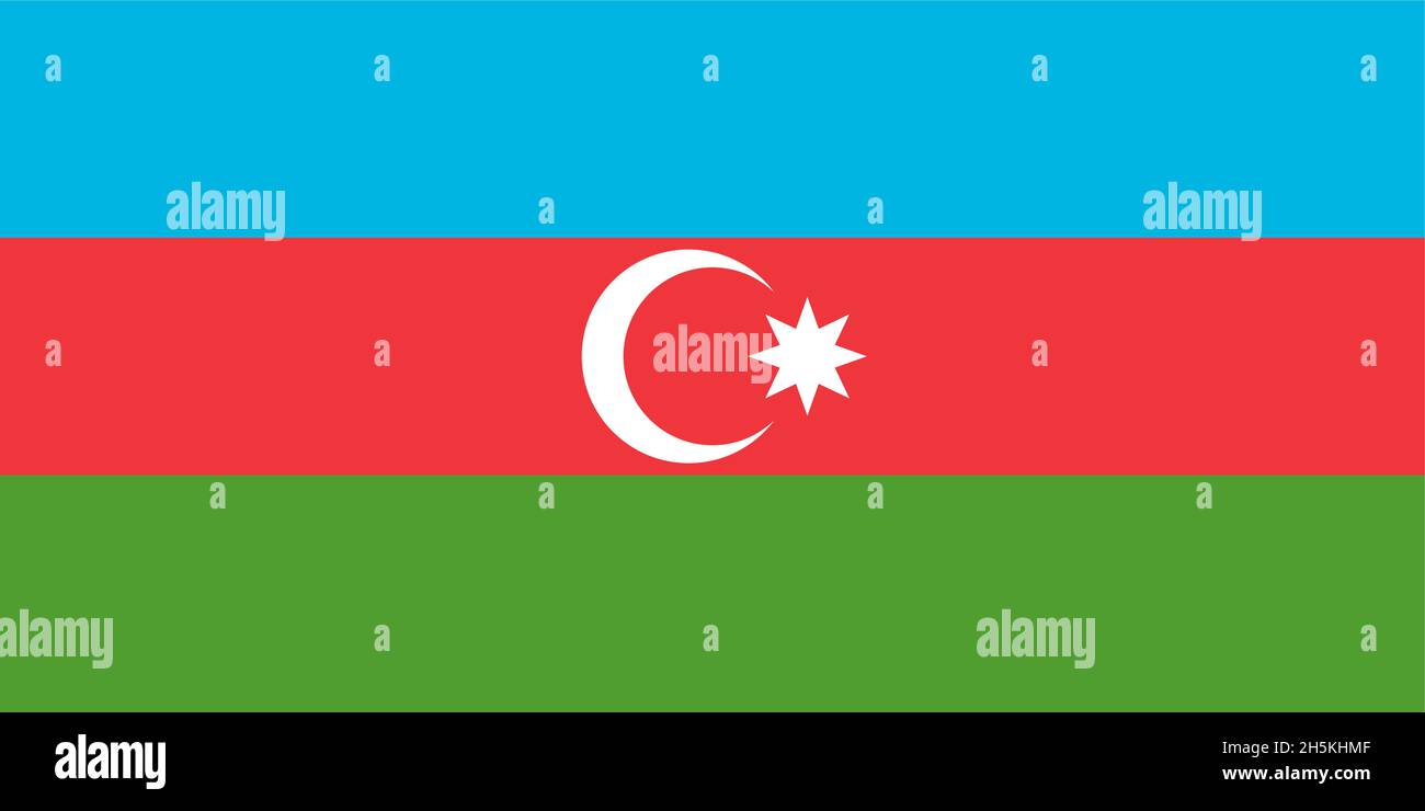 National Flag Republic of Azerbaijan,horizontal tricolour of bright ...