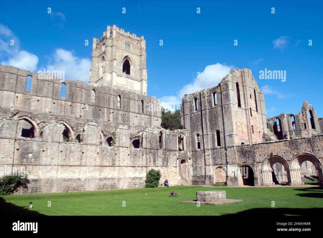 Tower and nave of Fountains Abbey from the Cloister Court, Aldfield ...