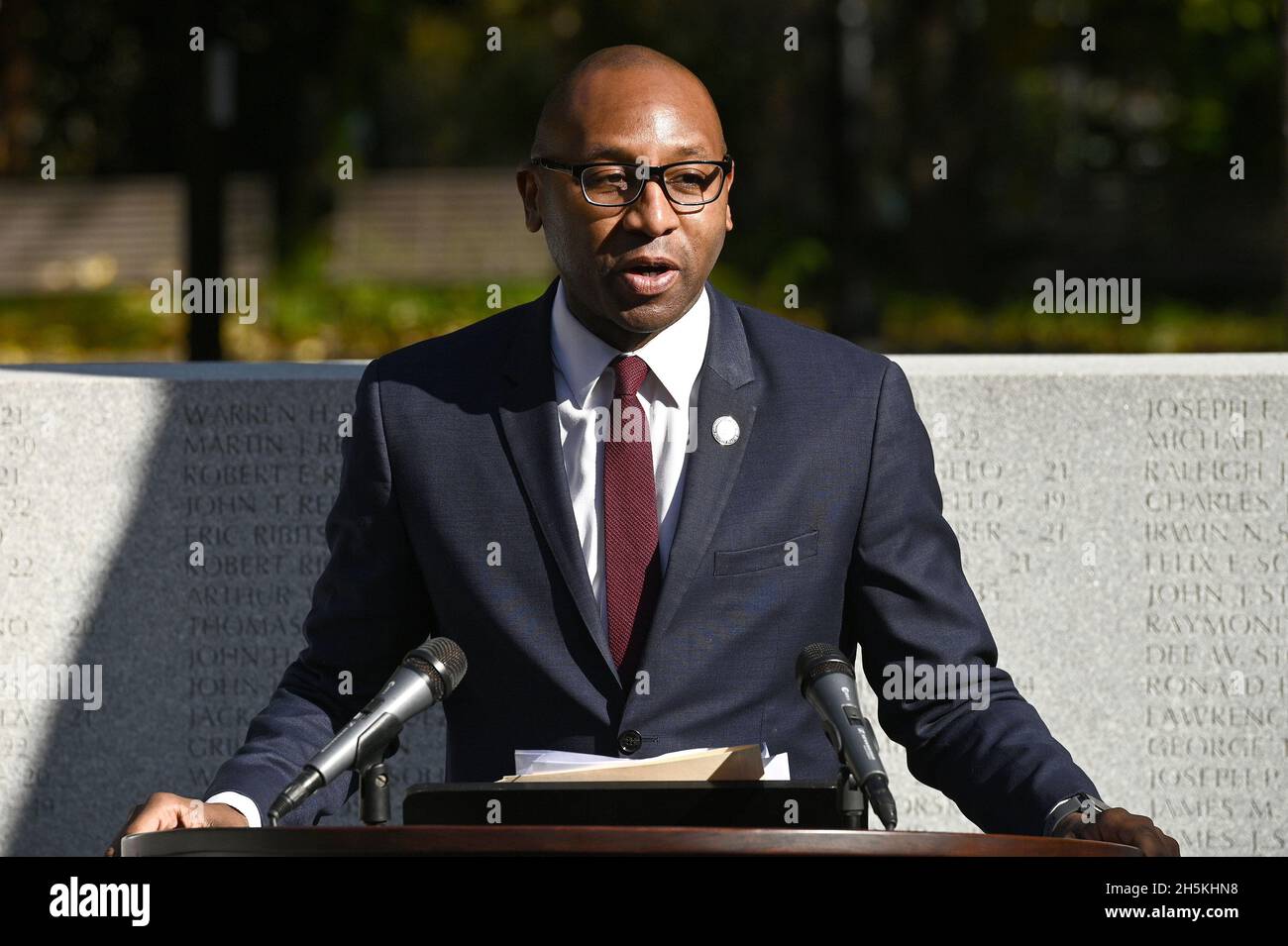 Queens Borough President Donovan Richards speaks at a Veterans Day ...