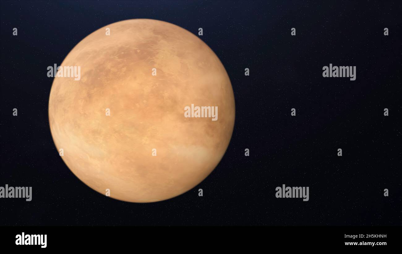 Abstract animation of unknown brown planet rotating in space with stars ...