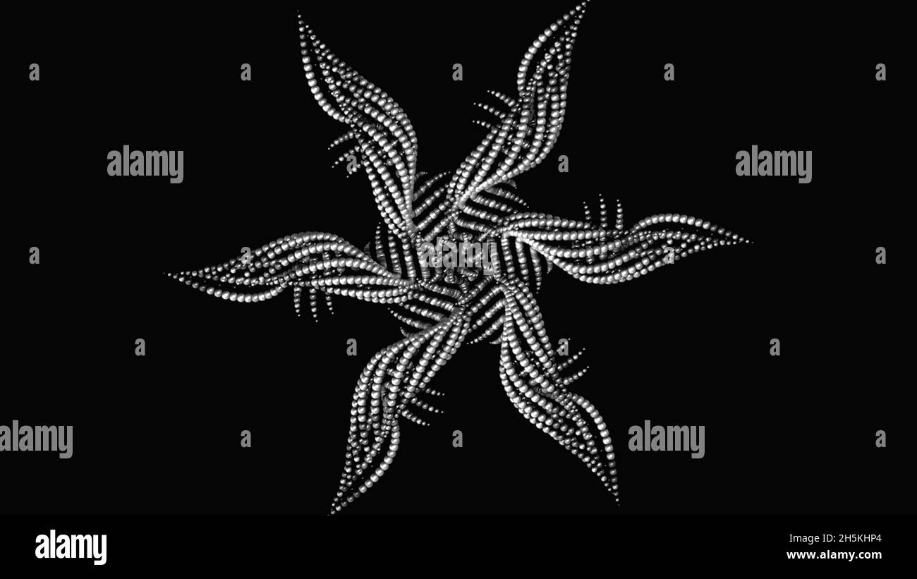 Abstract animation of monochrome patterns of small beads rotating and ...